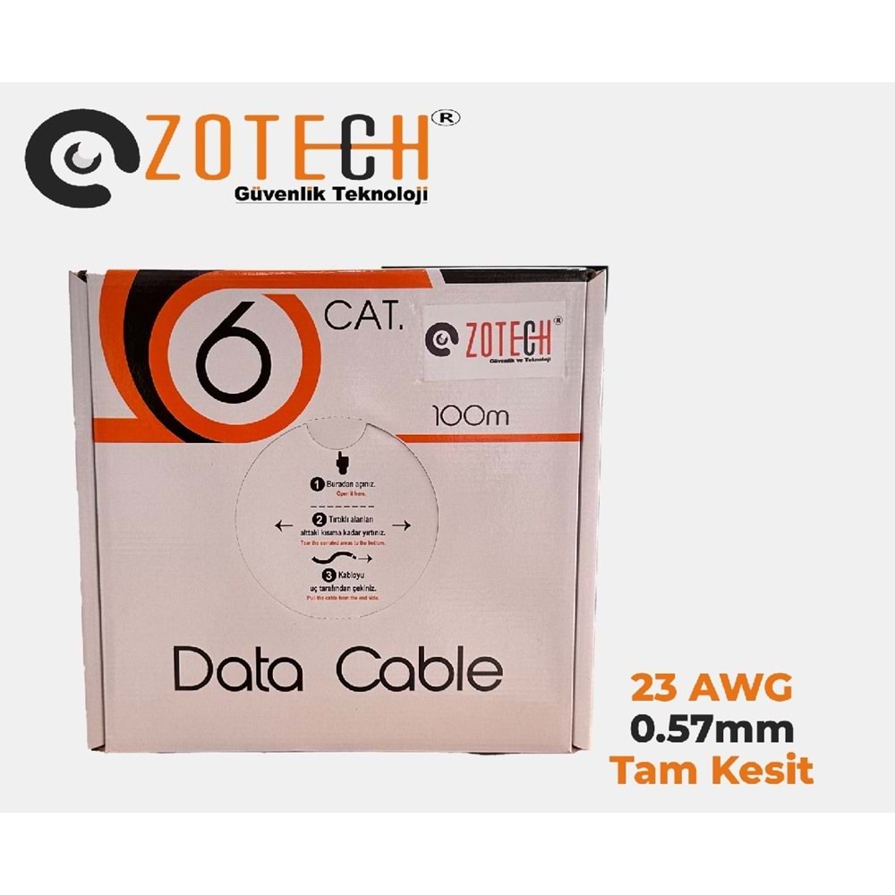 Zotech (305mt) 23awg cat6 network kablo 0,57mm u-utp kutu
