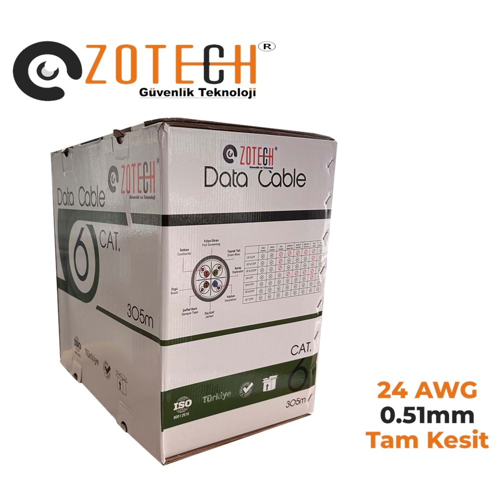 Zotech (305mt) 23awg cat6 network kablo 0,57mm u-utp kutu