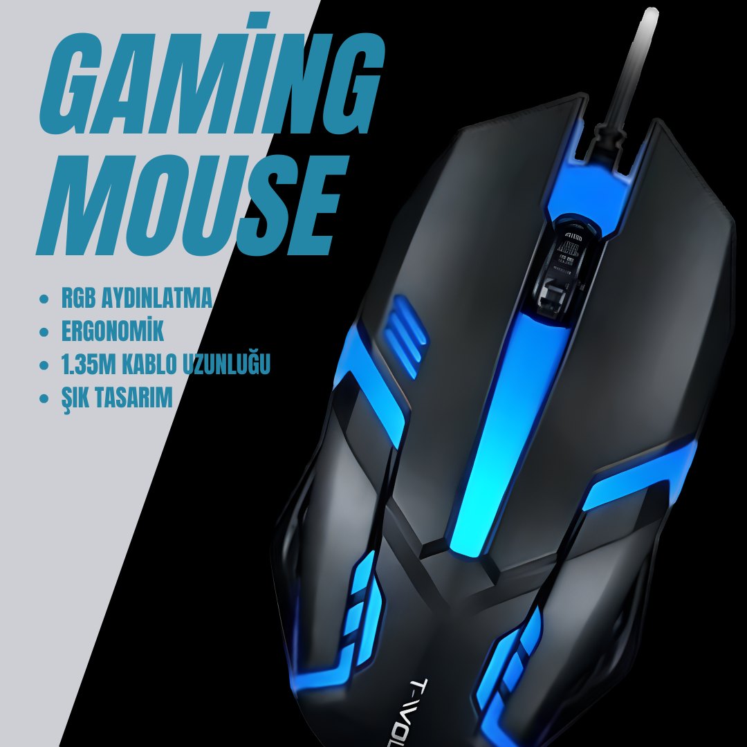 T-wolf v1 rgb rai̇nbow usb gami̇ng mouse